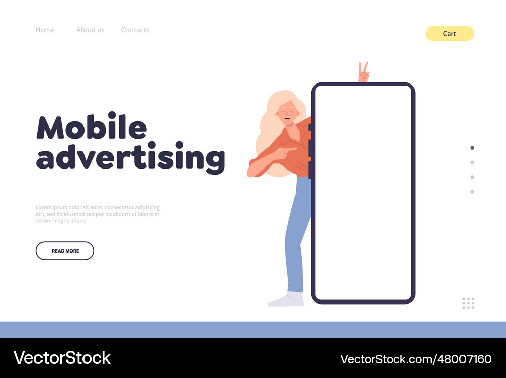 Mobile advertising landing page design template Vector Image