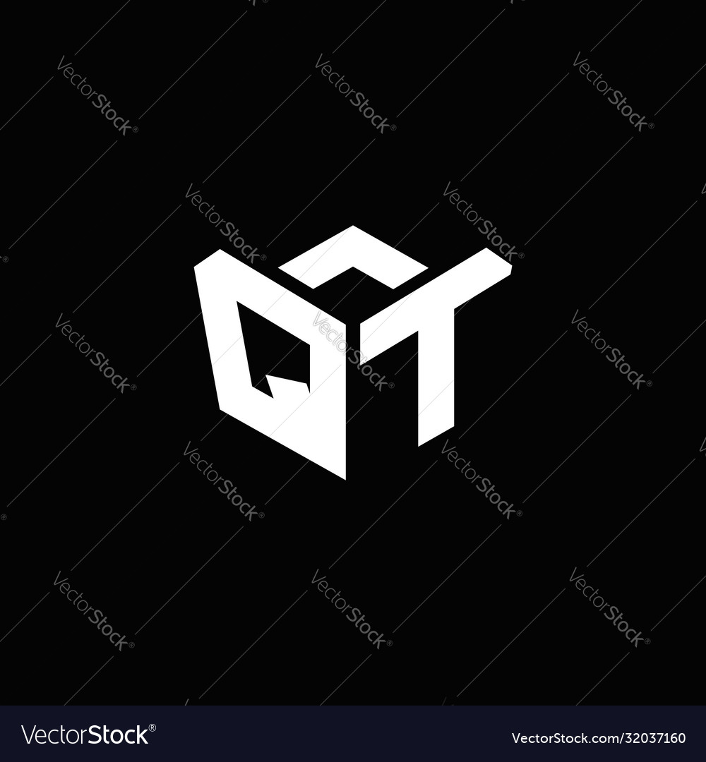 Qt logo monogram with emblem style ribbon design Vector Image