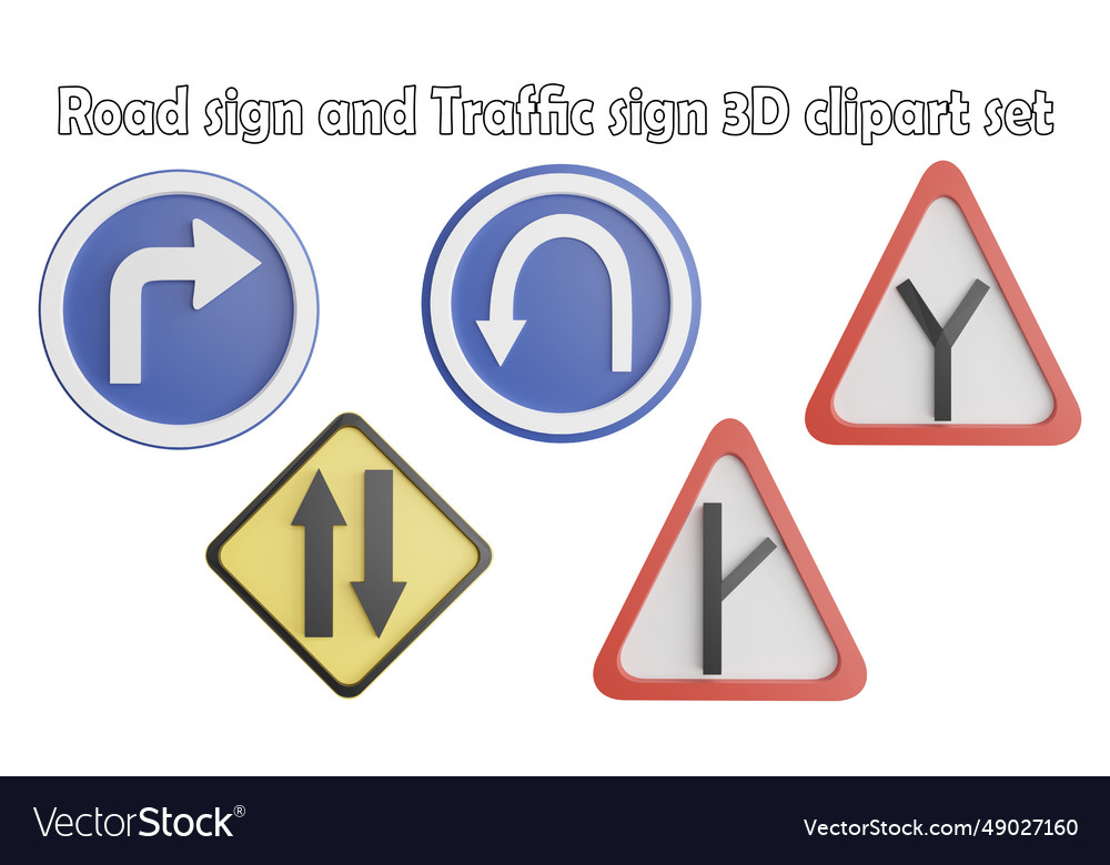 Road sign and traffic clipart element Royalty Free Vector