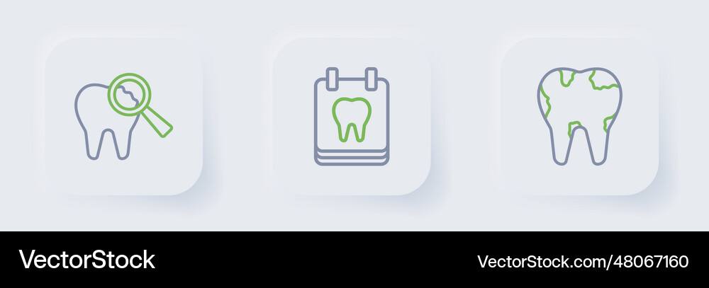 Set line broken tooth calendar with and icon Vector Image