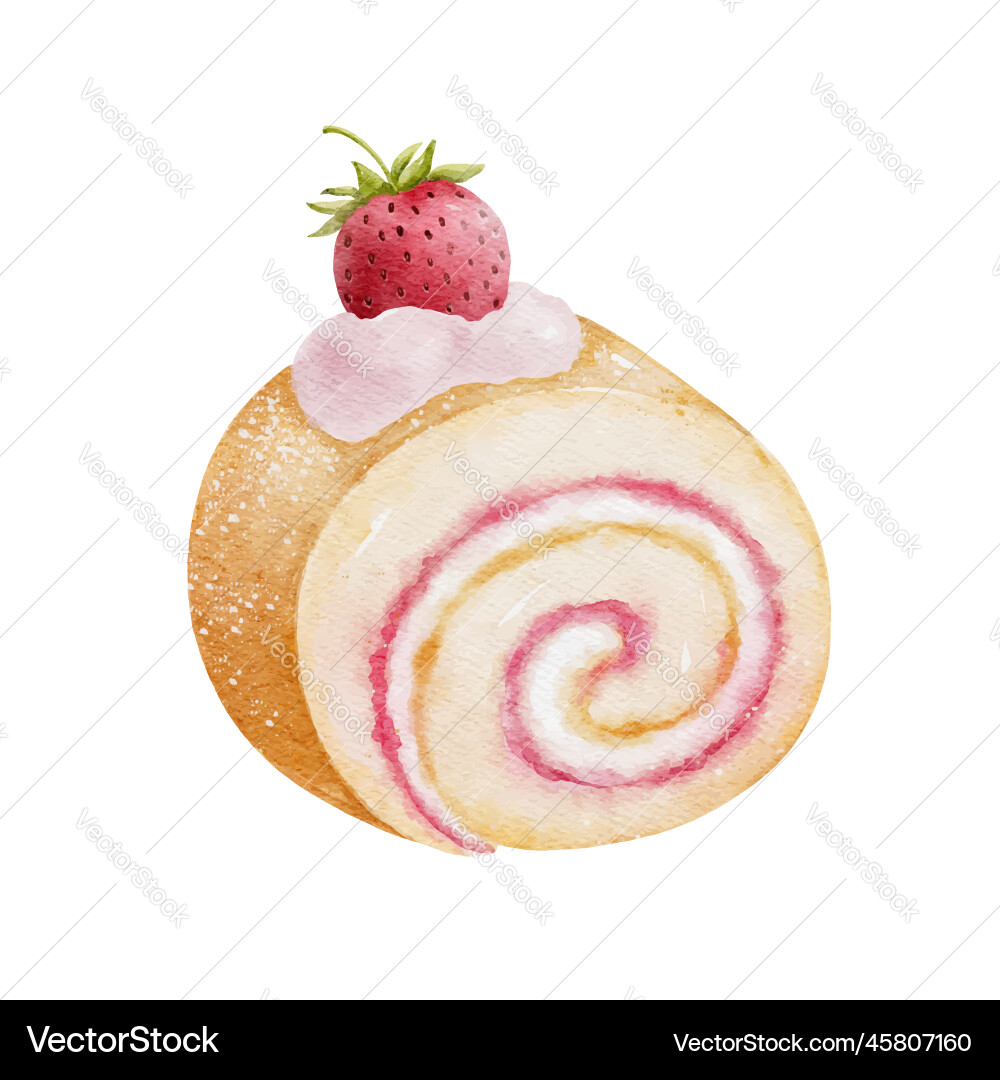Strawberry swiss roll cake Royalty Free Vector Image