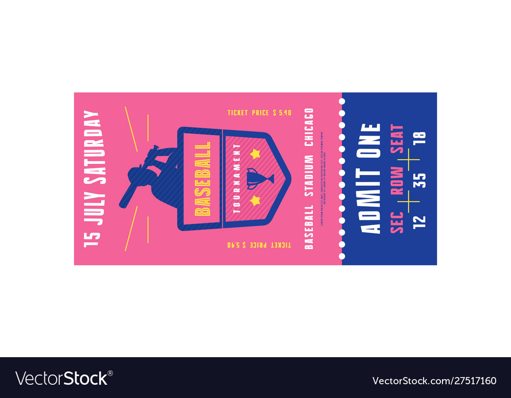 Template baseball ticket Royalty Free Vector Image