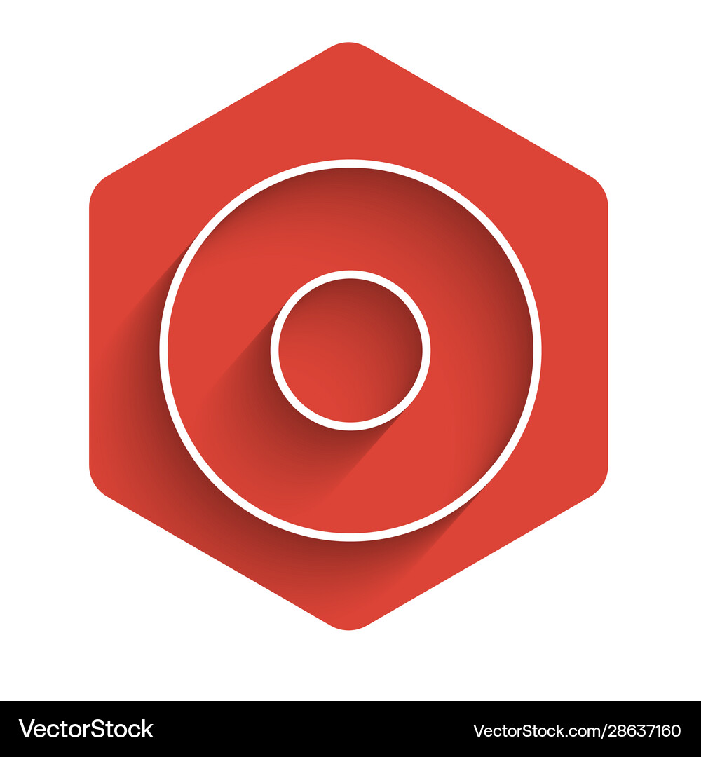 White line plate icon isolated with long shadow Vector Image