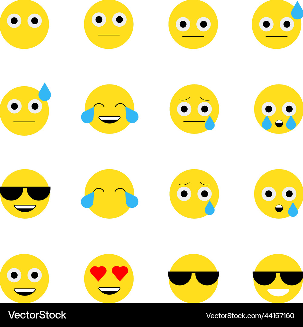 Yellow emoji face reaction Royalty Free Vector Image