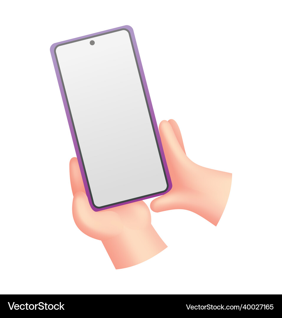 Cartoon hands with phone human holding Royalty Free Vector