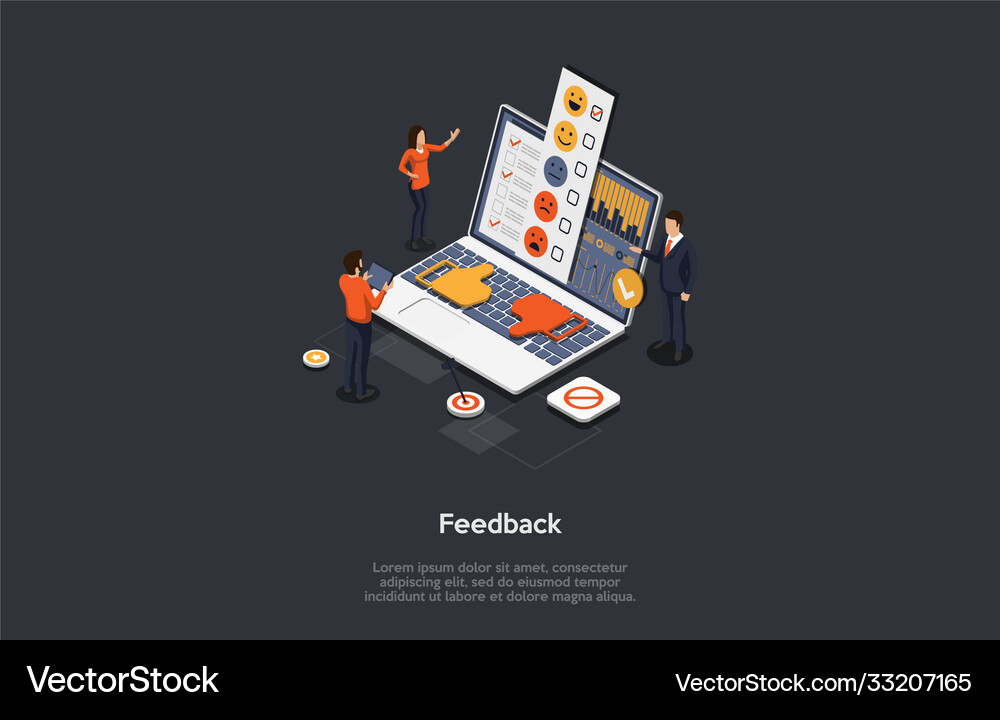 Customer review and feedback concept people give Vector Image