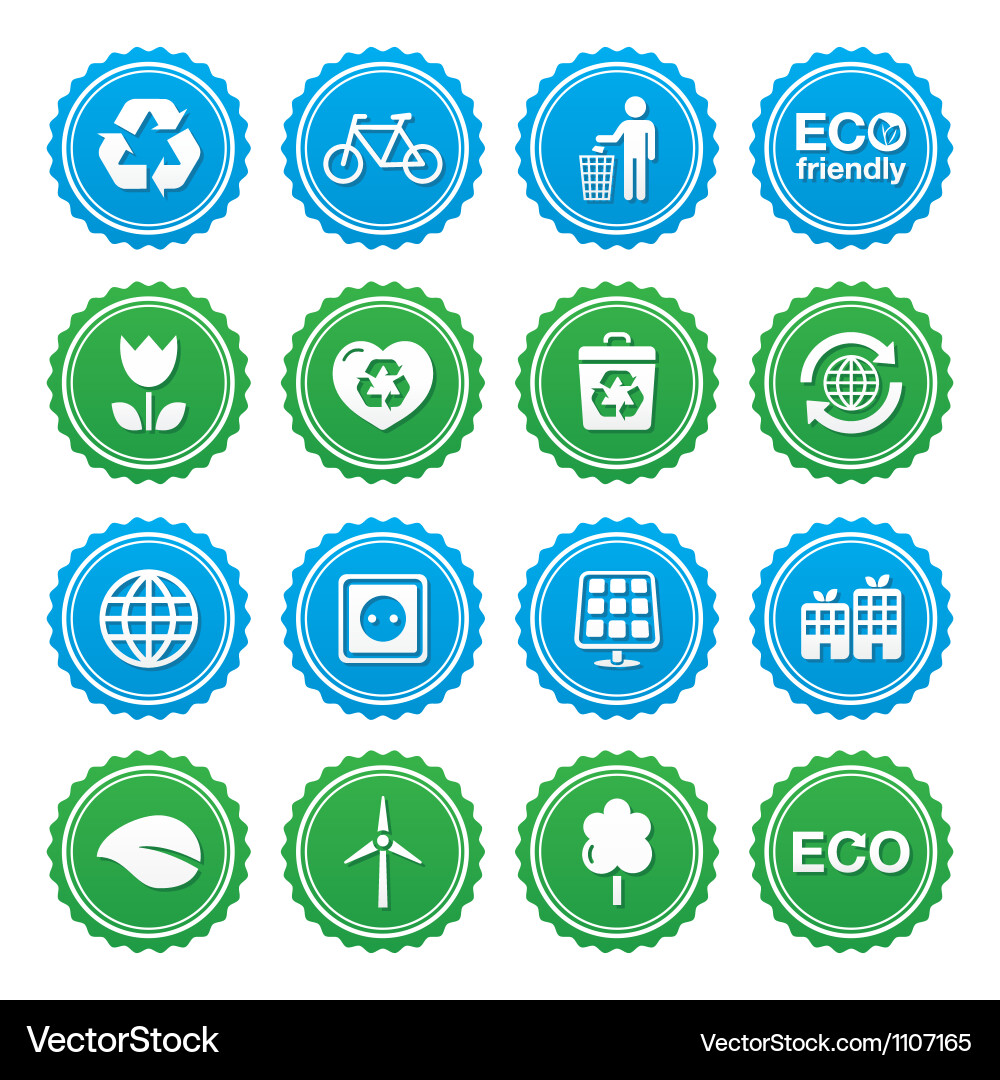 Eco green labels set - ecology recycling Vector Image