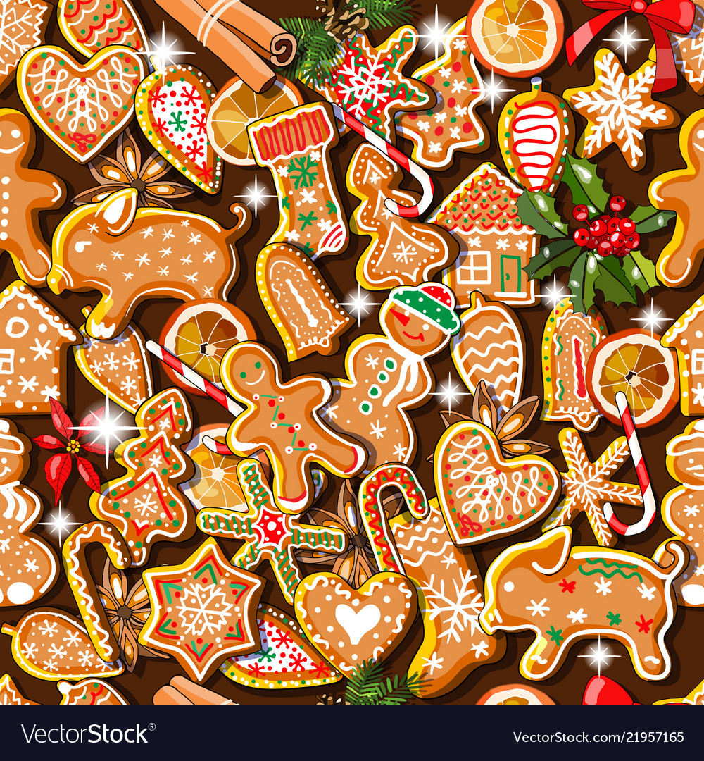 Endless texture with traditional christmas symbols