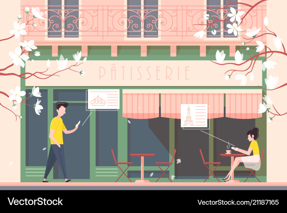 Facade of cafe or cafeteria Royalty Free Vector Image