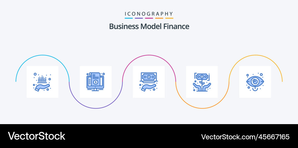 Finance blue 5 icon pack including investment Vector Image