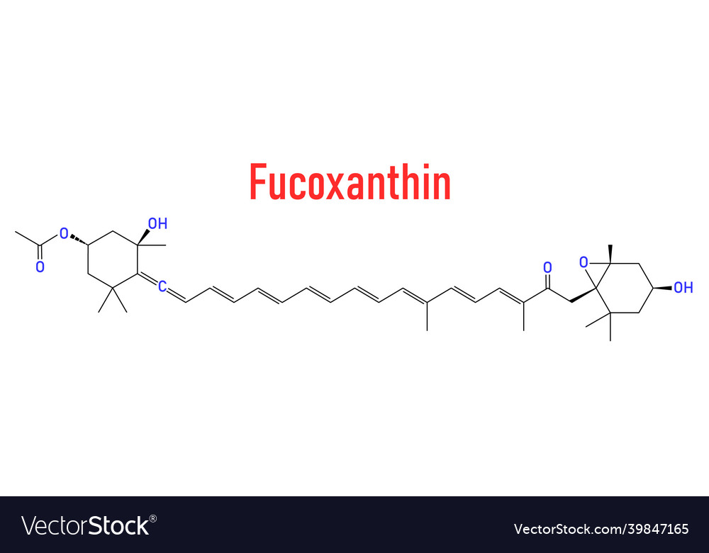 Fucoxanthin molecule skeletal formula Royalty Free Vector