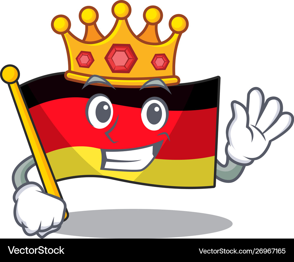 King flag germany mascot folded on cartoon table Vector Image
