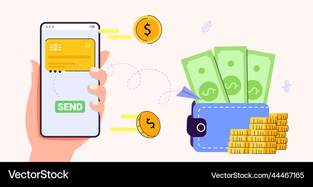 Online money transfer digital wallet mobile Vector Image