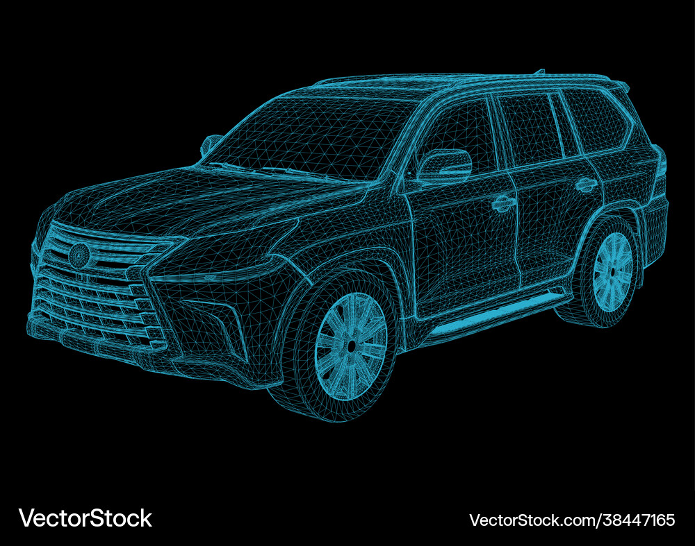 Police car in hologram wireframe style nice 3d Vector Image