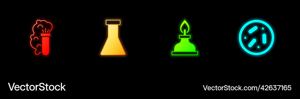 Set chemical explosion test tube and flask Vector Image