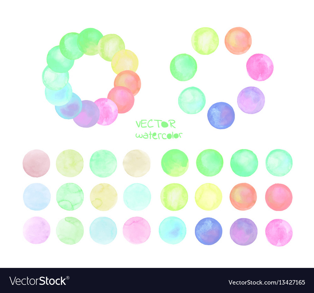 Set of pastel watercolor circles Royalty Free Vector Image