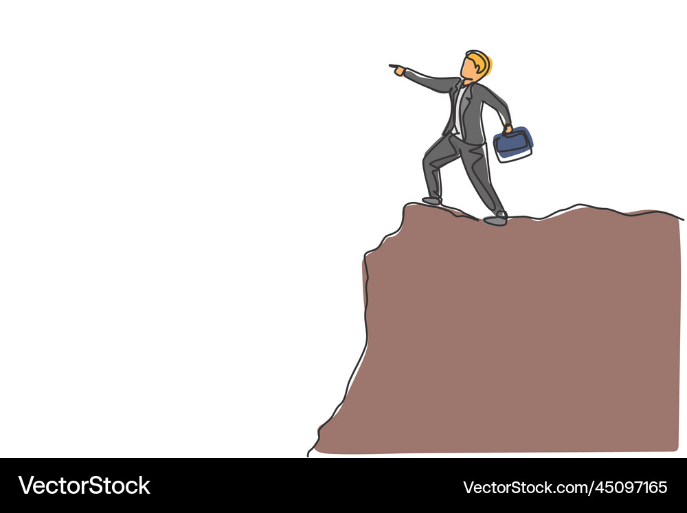 Single one line drawing young smart business man Vector Image