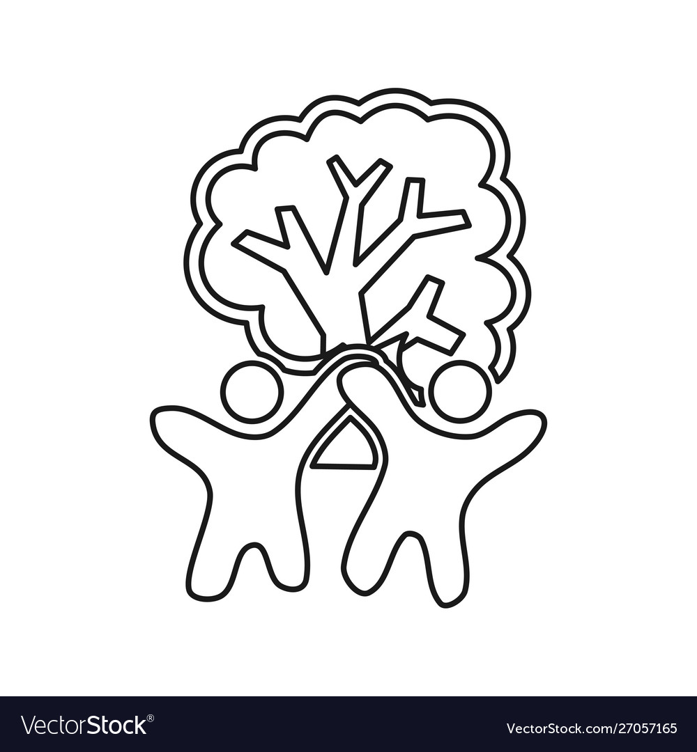 Tree commitment teamwork together outline logo Vector Image