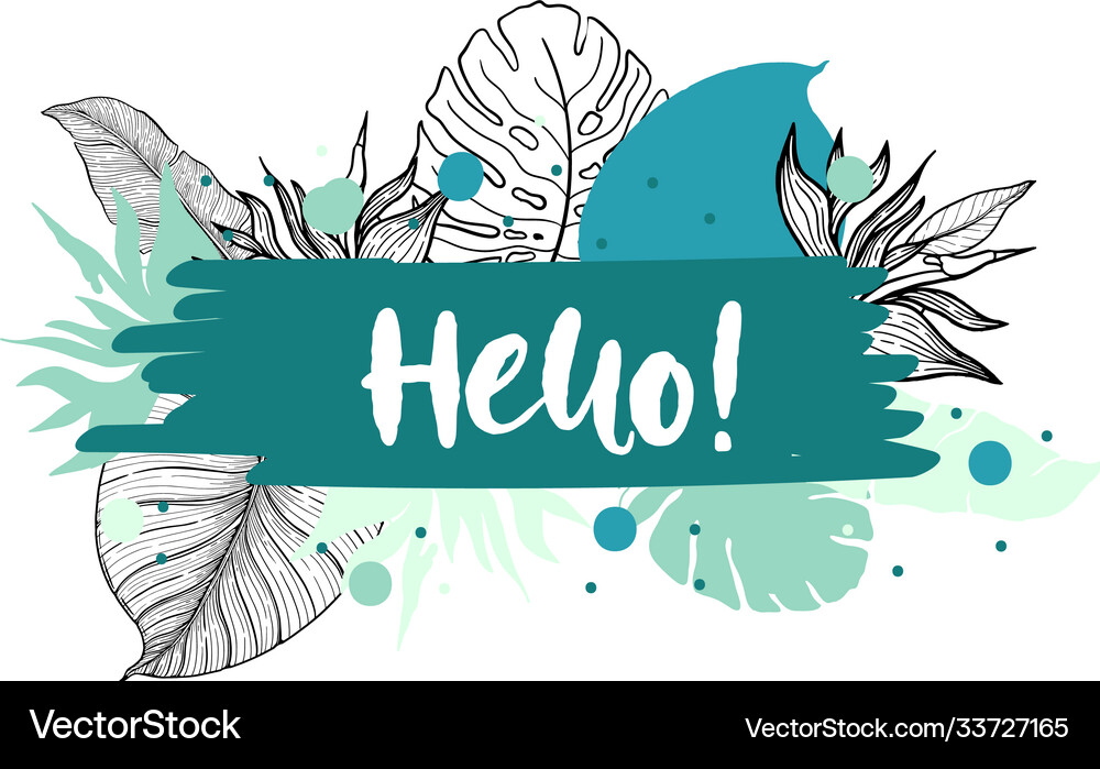 Tropical plant nature set text speechline art Vector Image