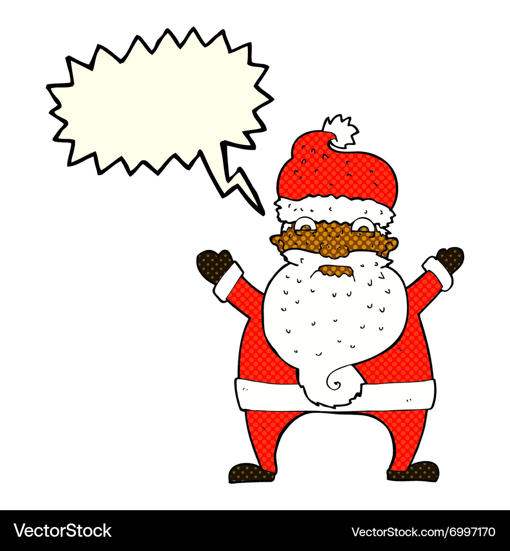 Cartoon stressed out santa with speech bubble Vector Image