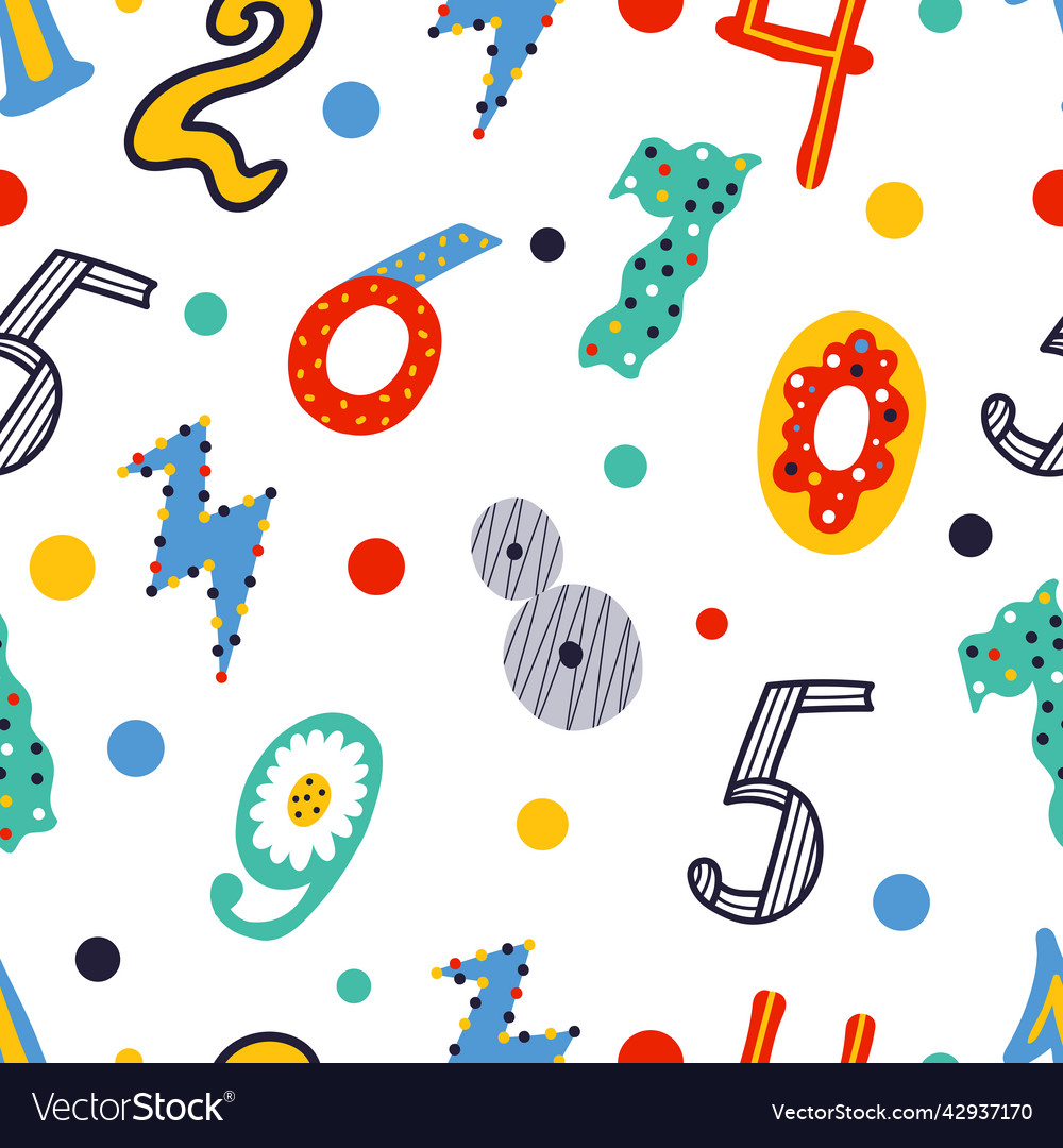 Colorful numbers and polka dots Royalty Free Vector Image