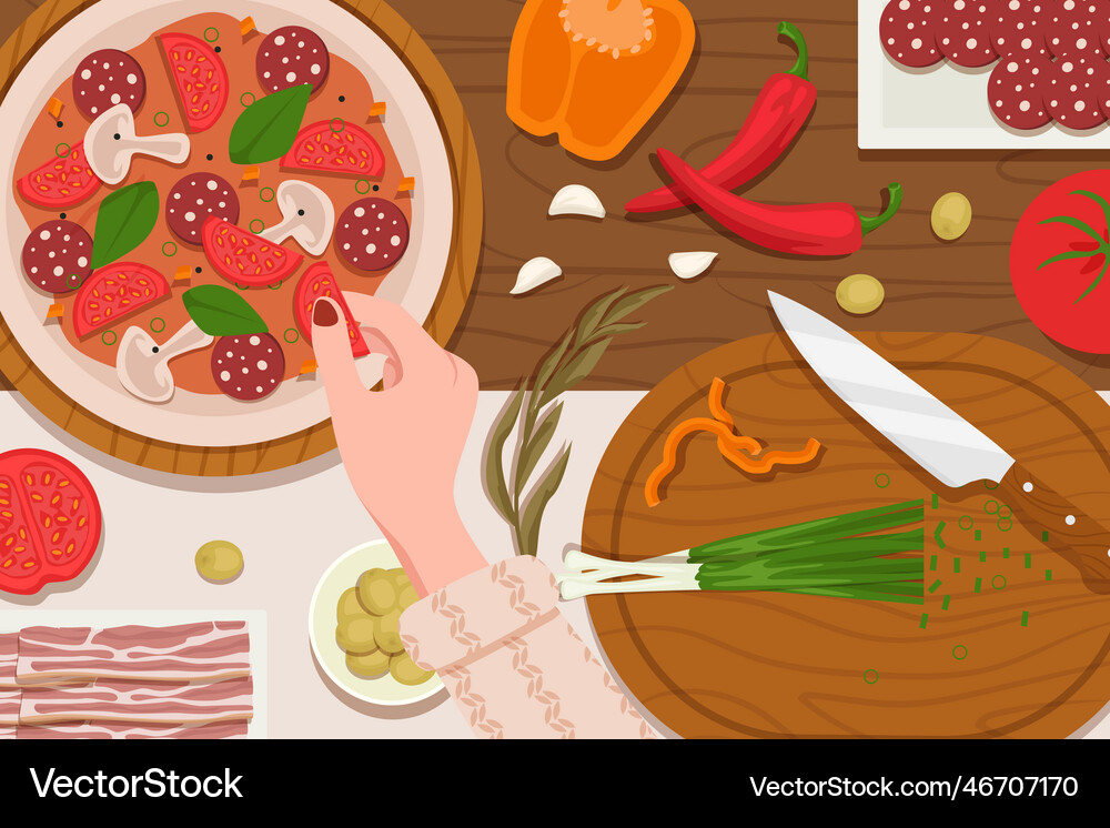 Cooking food top view Royalty Free Vector Image