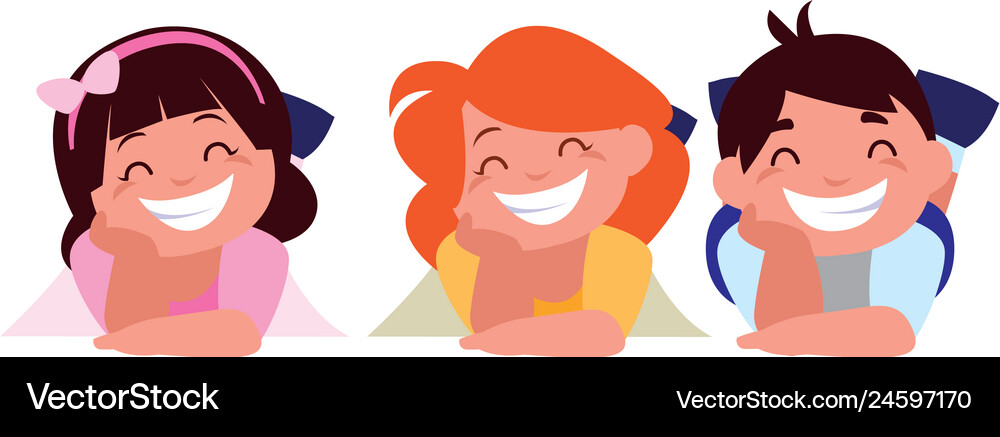 Happy little kids characters Royalty Free Vector Image