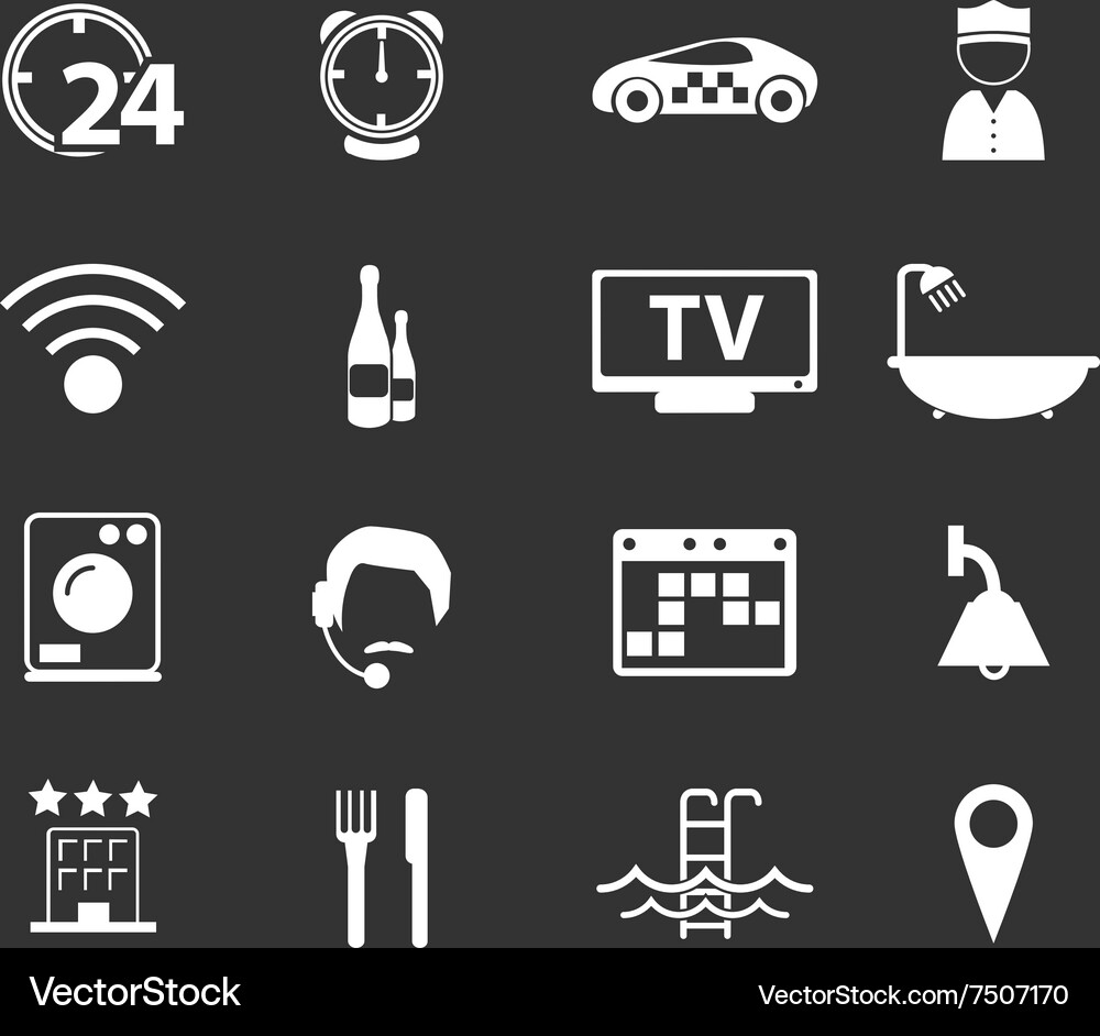 Hotel room icons set Royalty Free Vector Image