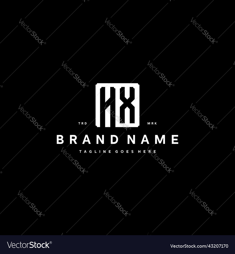 Hx monogram logo design with square rectangular Vector Image