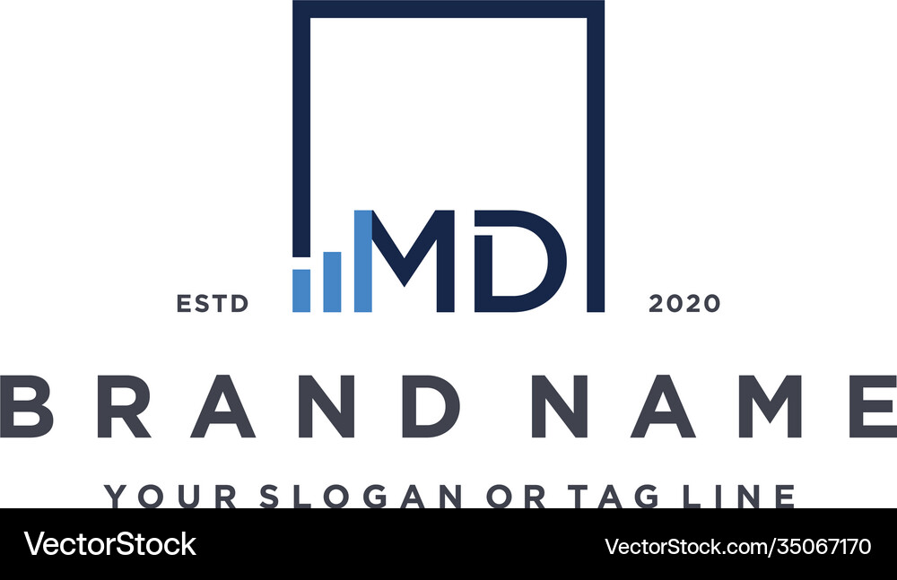Letter md square logo finance design Royalty Free Vector