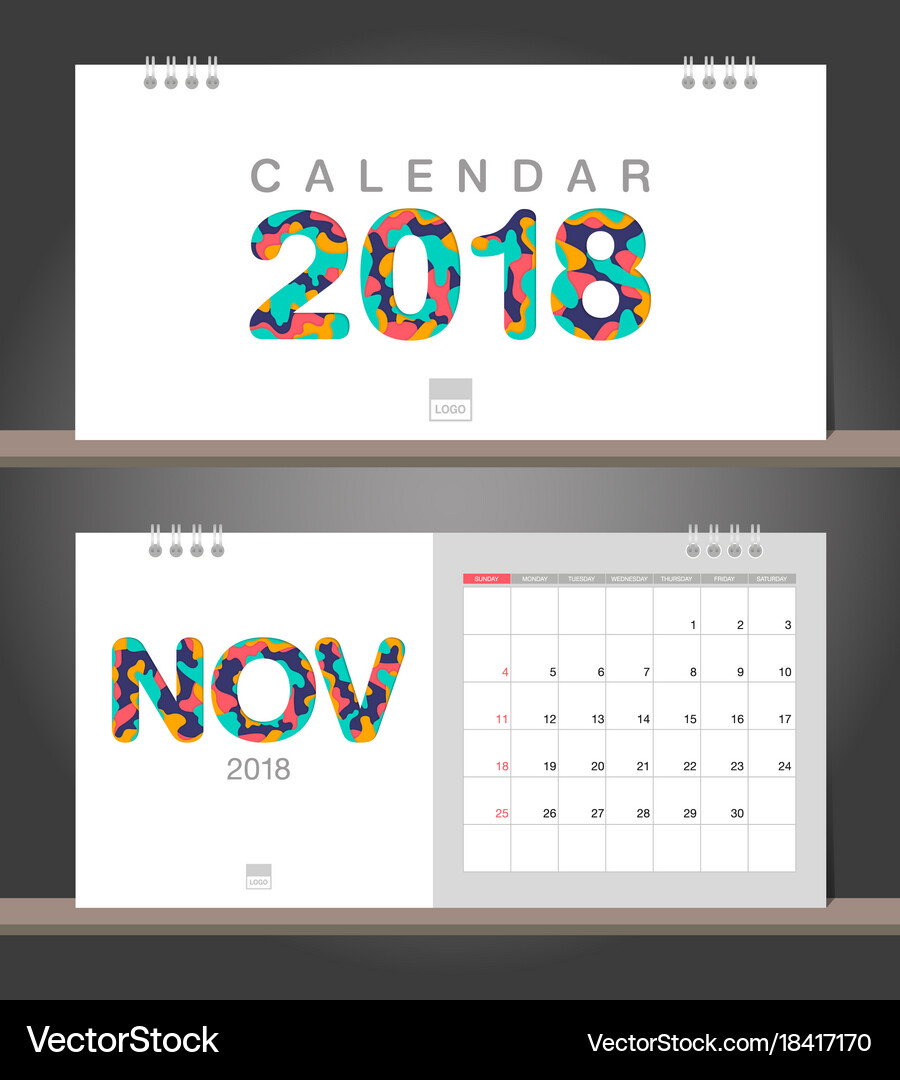 November 2018 calendar desk modern Royalty Free Vector Image