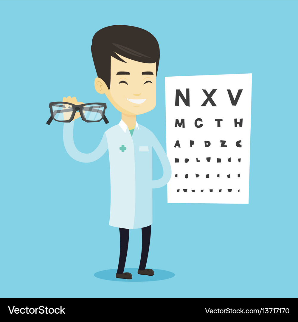 Professional ophthalmologist holding eyeglasses Vector Image