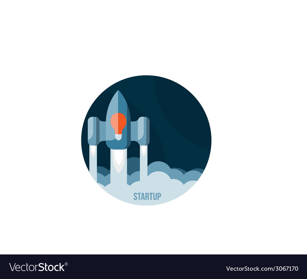 Space rocket flying in sky startup Royalty Free Vector Image