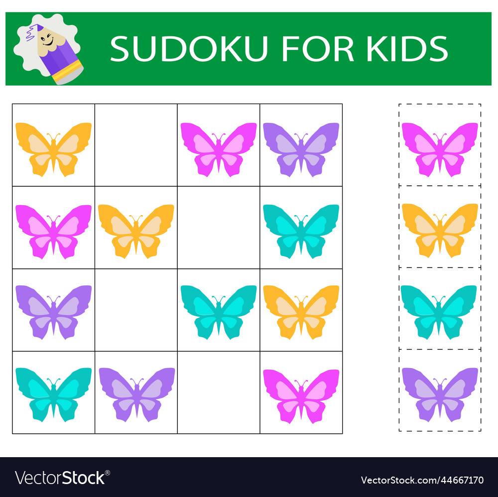 Sudoku for kids logical thinking training Vector Image