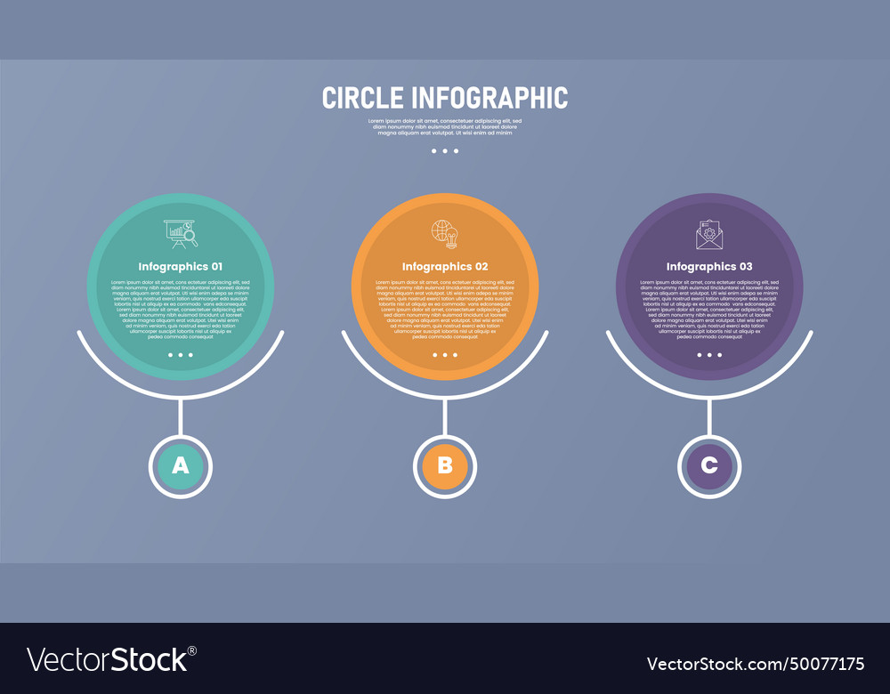 3 point circle infographic stage or step template Vector Image