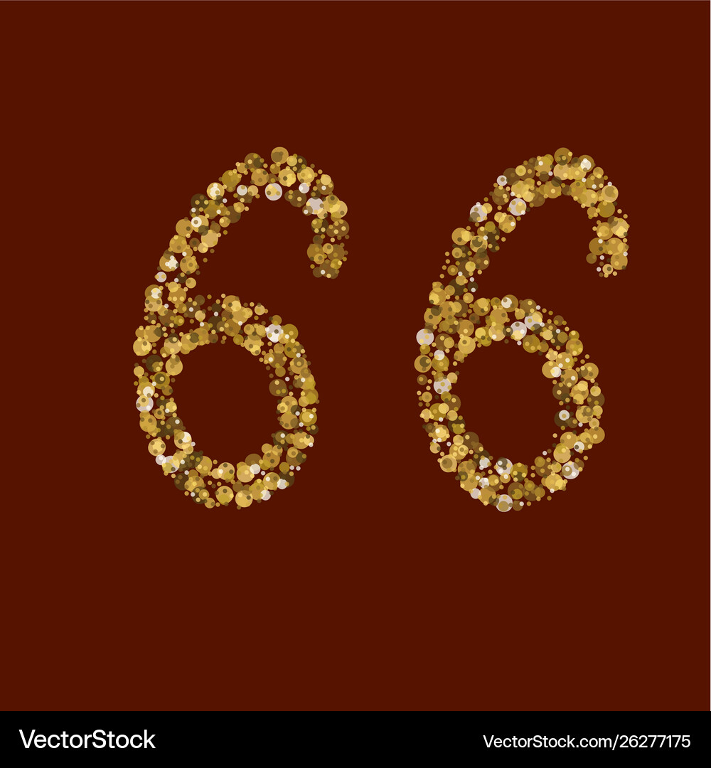 66 golden glitter number Royalty Free Vector Image