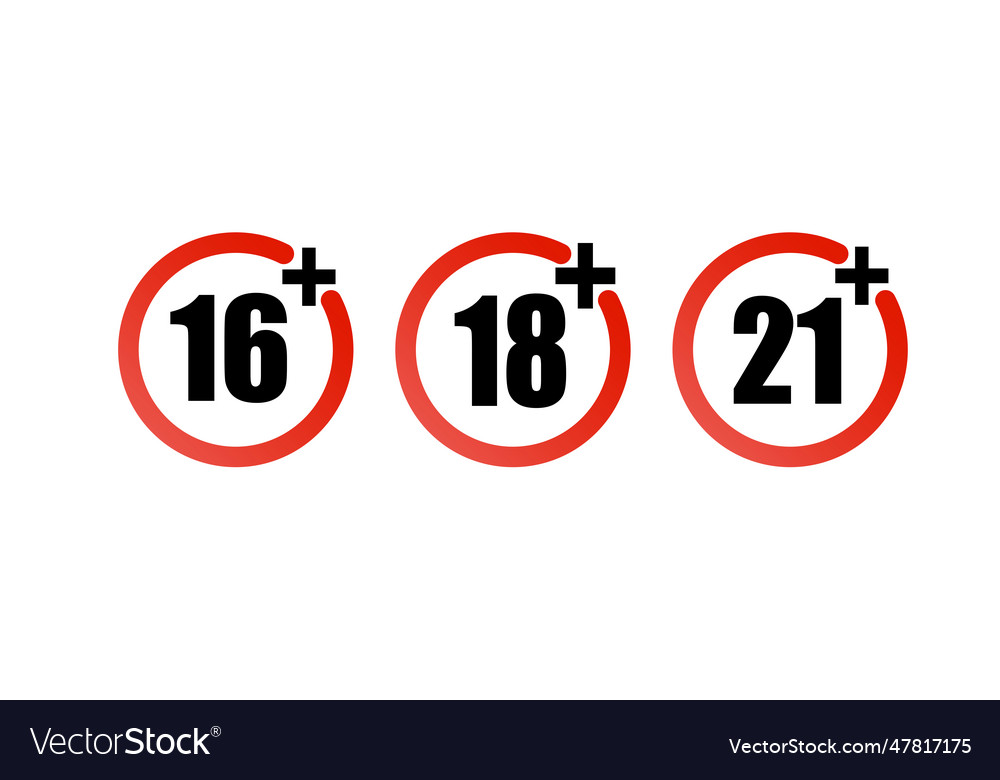 Age limit sign set adults content only Royalty Free Vector Age limit sign set adults content only Royalty Free Vector
