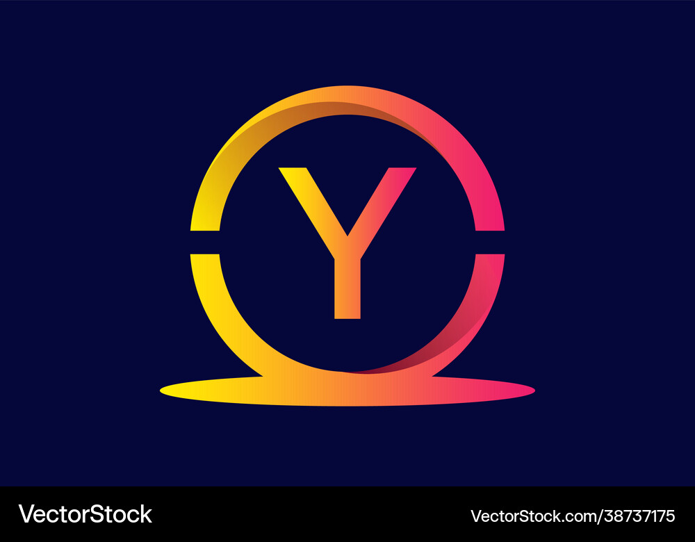 Colorful yellow pink gradient color y initial Vector Image