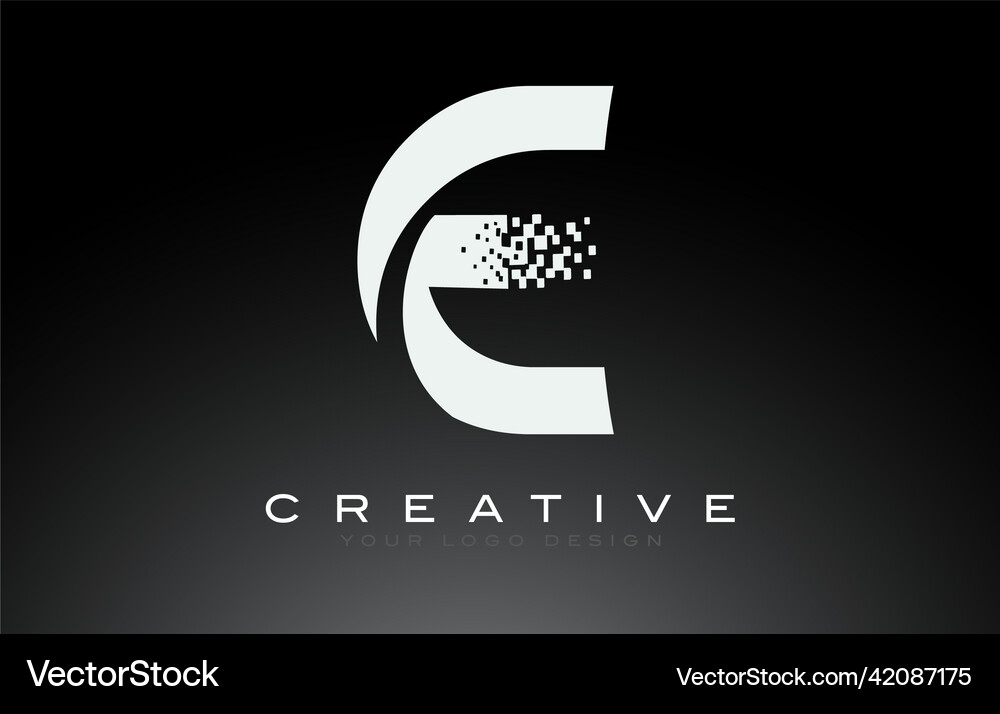 E initial letter logo design with digital pixels Vector Image