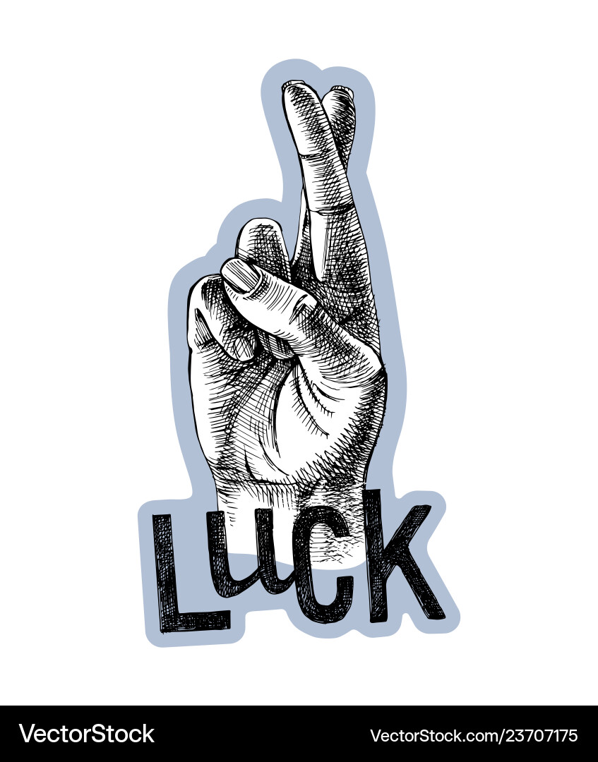 Fingers crossed sketch Royalty Free Vector Image