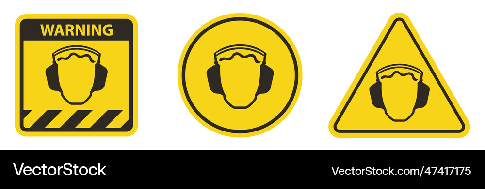 Hearing protection symbol floor sign Royalty Free Vector