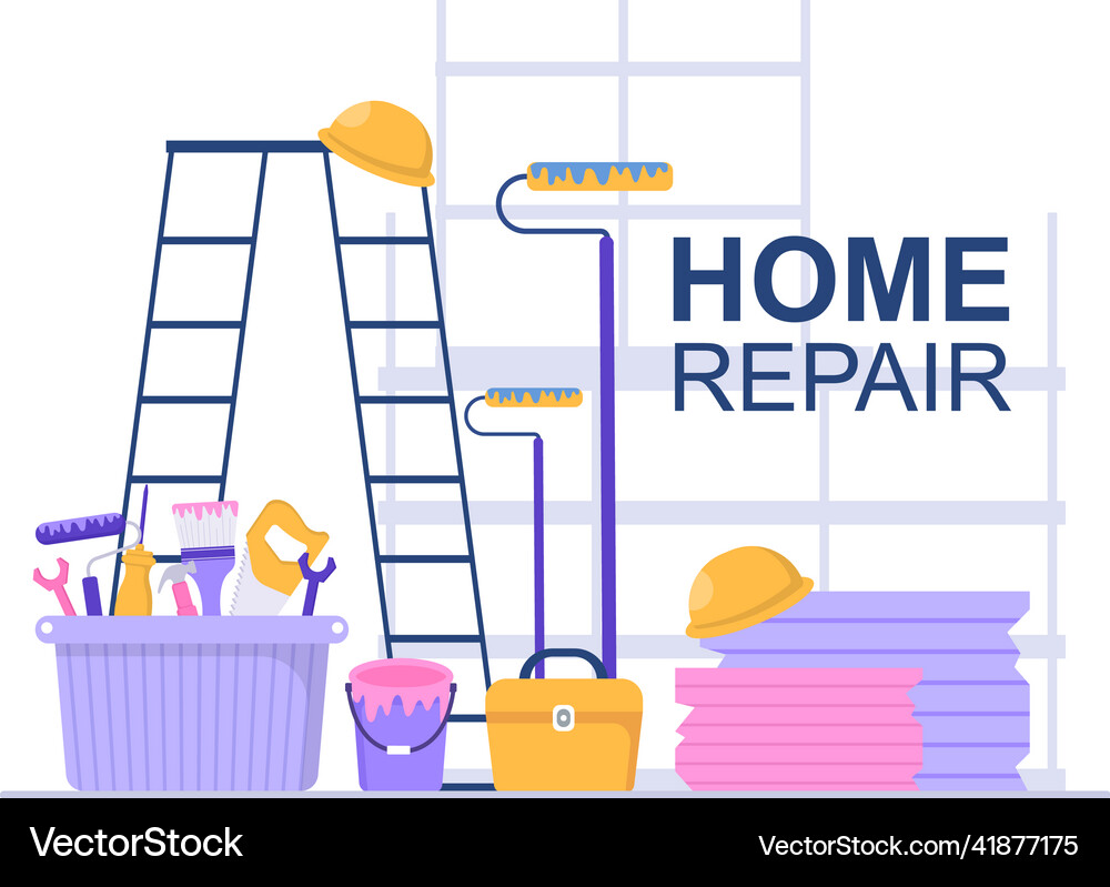 Home renovation or repair with construction tools Vector Image