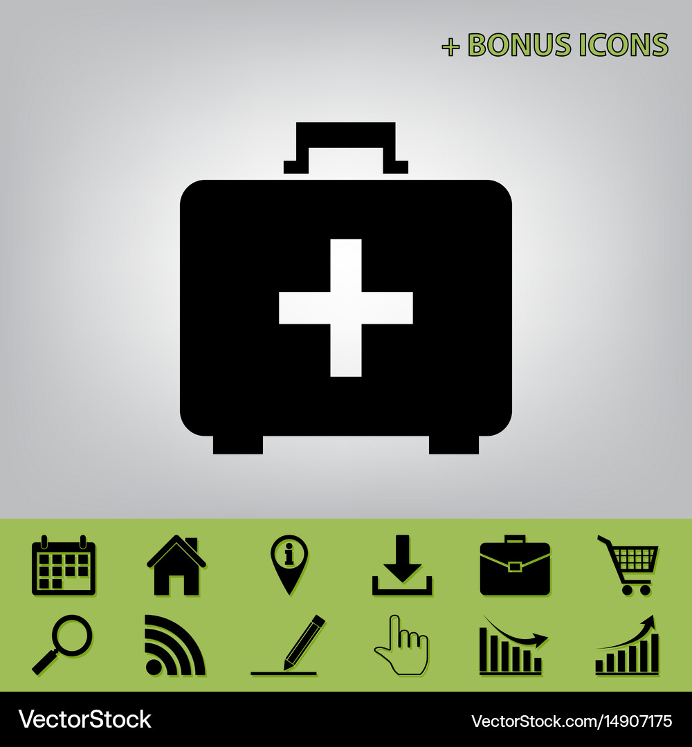 Medical first aid box sign black icon Royalty Free Vector