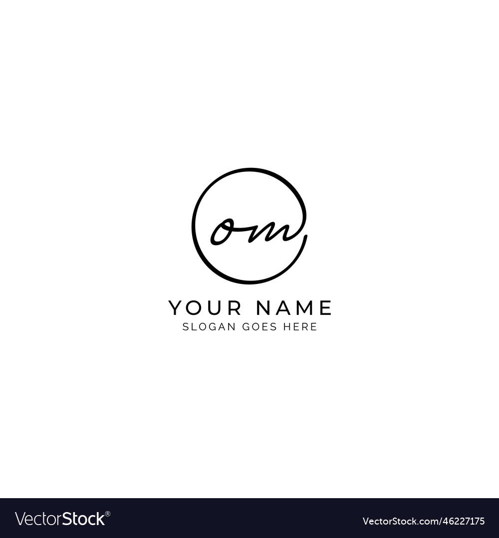 O m om initial letter handwritten signature logo Vector Image