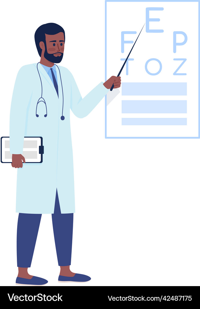 Ophthalmologist near eye test chart semi flat Vector Image