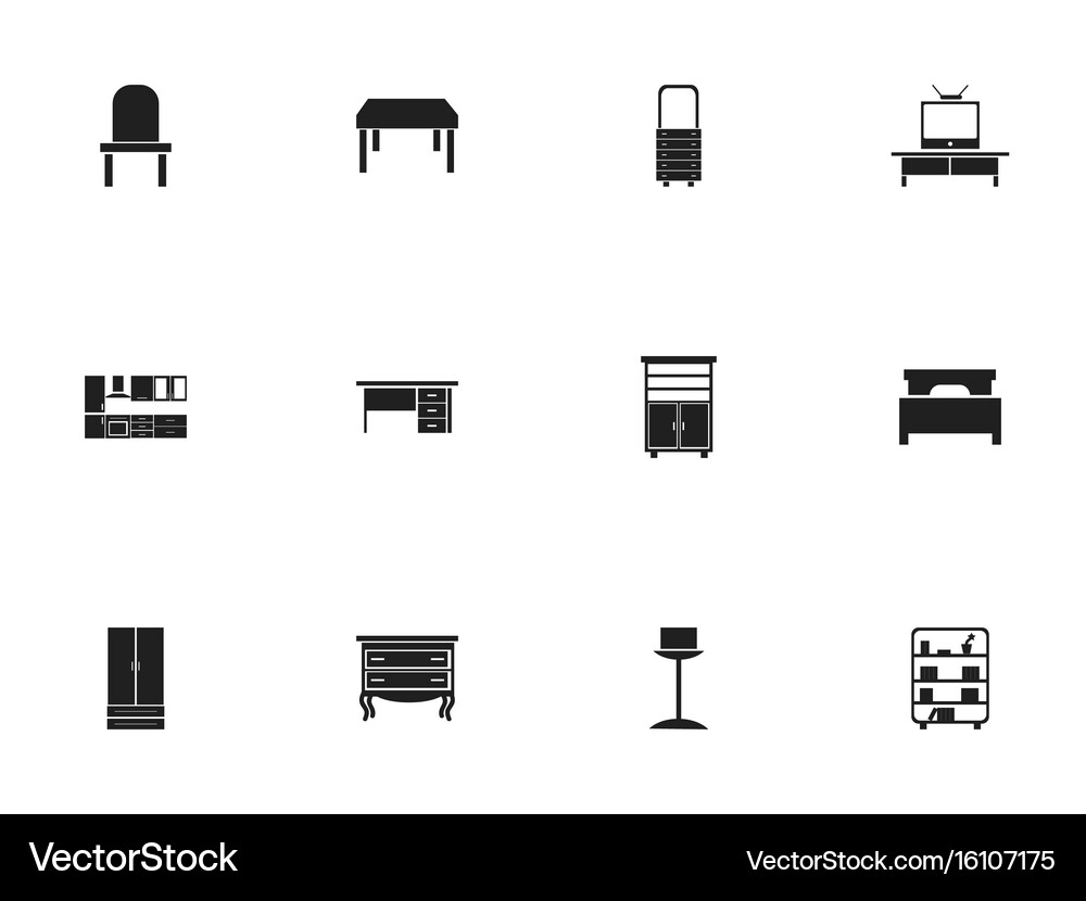 Set 12 editable furnishings icons includes Vector Image