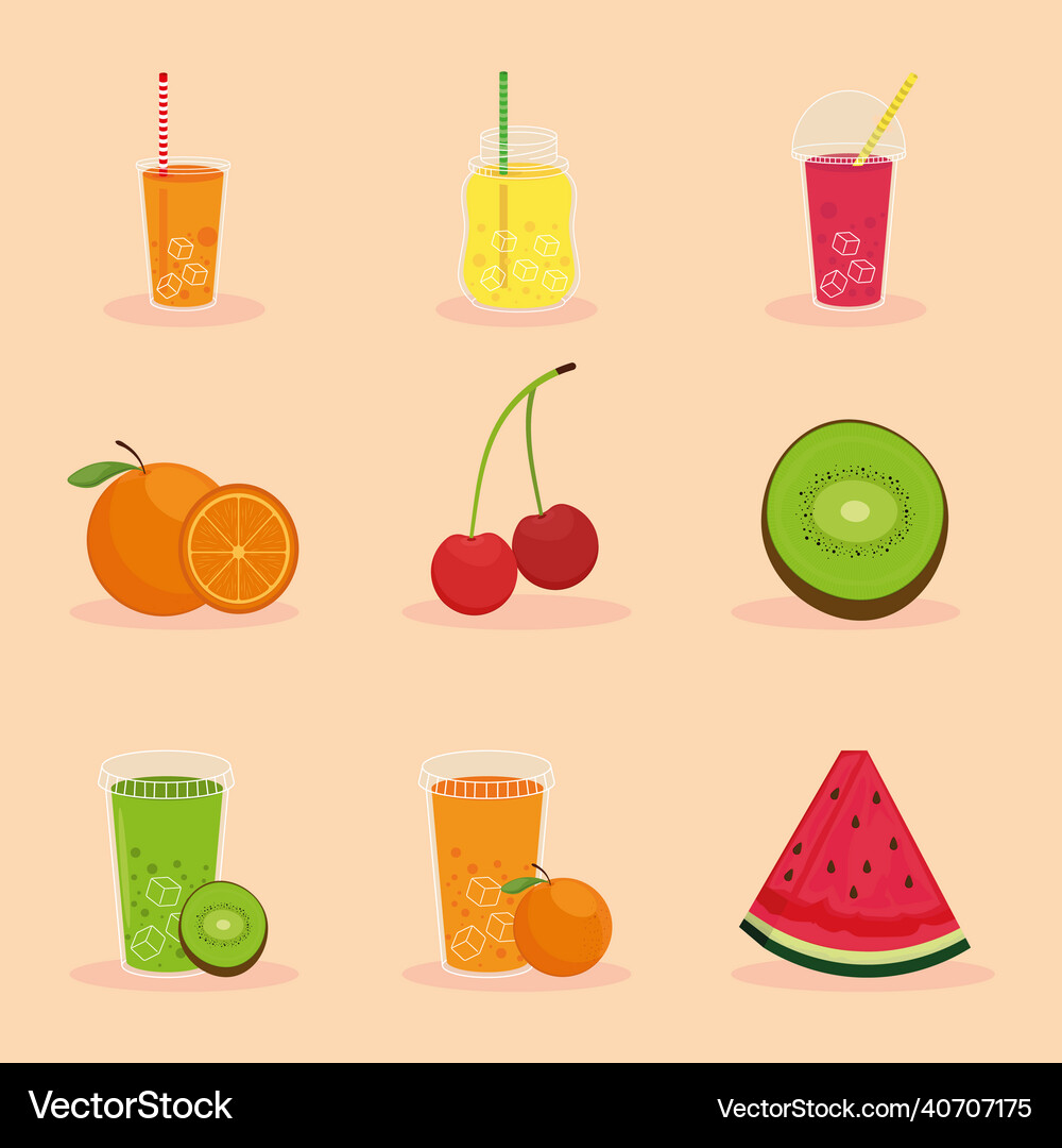Smoothies and fruits Royalty Free Vector Image