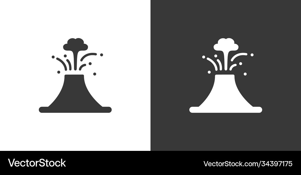 Volcano isolated icon on black and white Vector Image