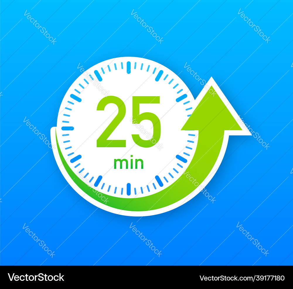 25 minutes stopwatch icon Royalty Free Vector Image