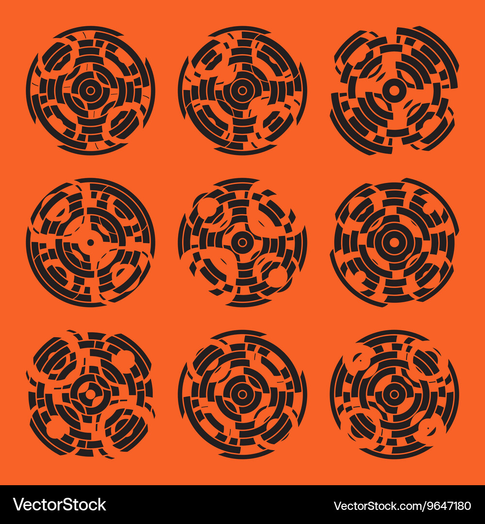 Abstract hightech collection set of 9 radars Vector Image